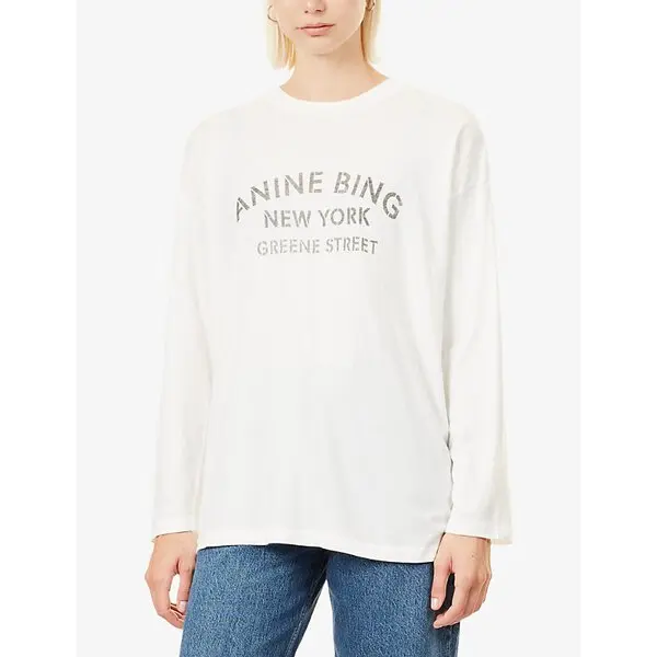 ANINE BING Ivan Long-sleeve Cotton T-shirt - Ecru