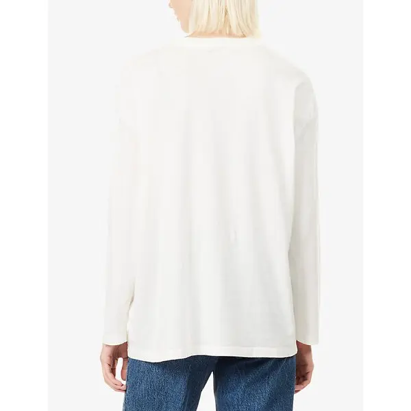 ANINE BING Ivan Long-sleeve Cotton T-shirt - Ecru