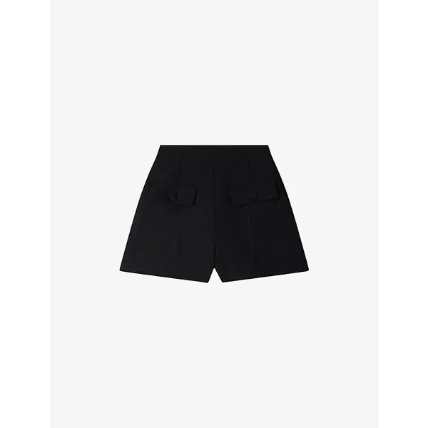 Sandro Patch-pocket High-rise Wool Shorts