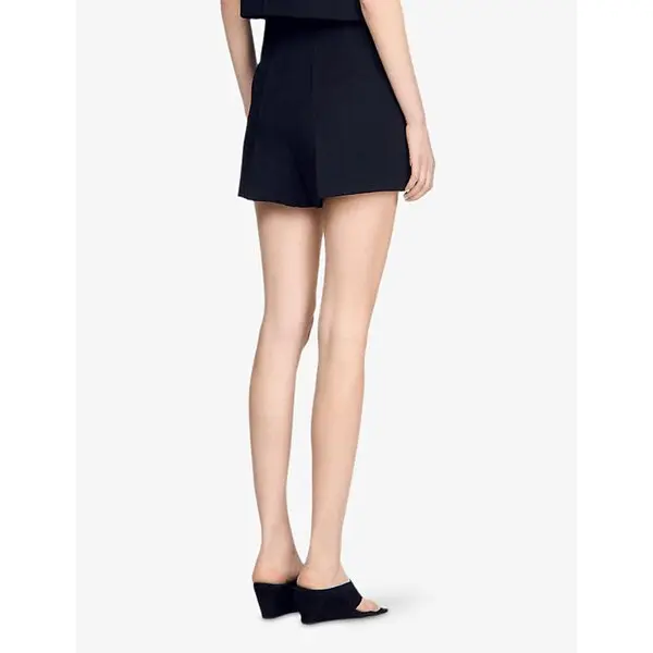 Sandro Patch-pocket High-rise Wool Shorts