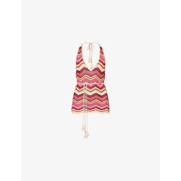 Devon Windsor Carina Halter-neck Knitted Top - Berry