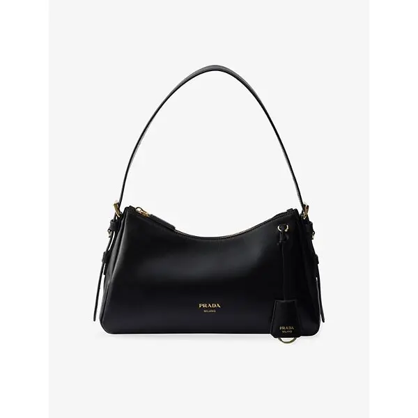 Prada Aimée Medium Leather Shoulder Bag - Black