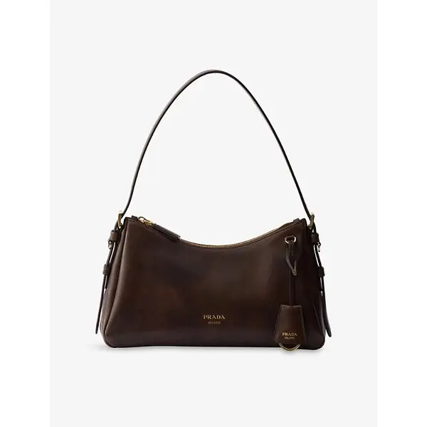 Prada Aimée Medium Leather Shoulder Bag - Brown