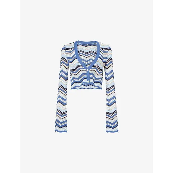 Devon Windsor Stella Zigzag-pattern Knitted Cardigan