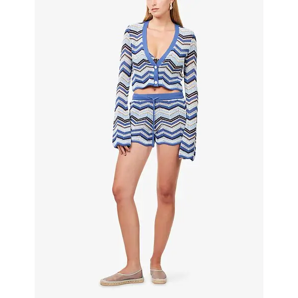 Devon Windsor Stella Zigzag-pattern Knitted Cardigan