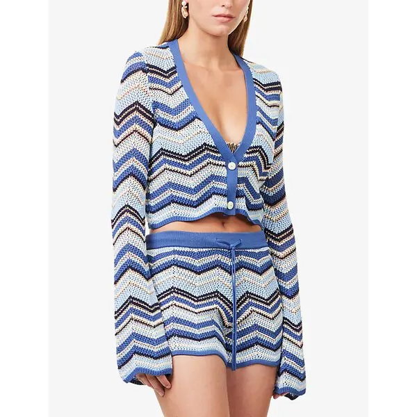 Devon Windsor Stella Zigzag-pattern Knitted Cardigan