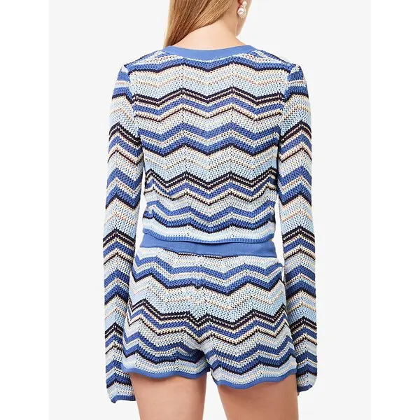 Devon Windsor Stella Zigzag-pattern Knitted Cardigan