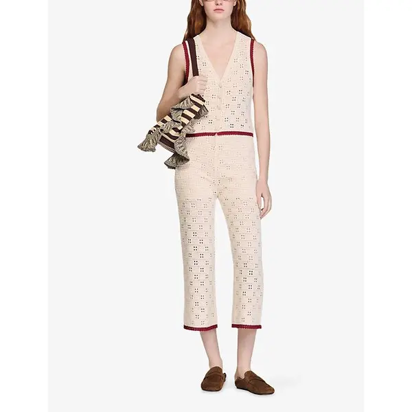 Sandro Cropped Crochet Knitted Trousers