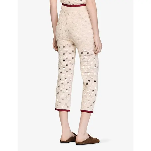 Sandro Cropped Crochet Knitted Trousers