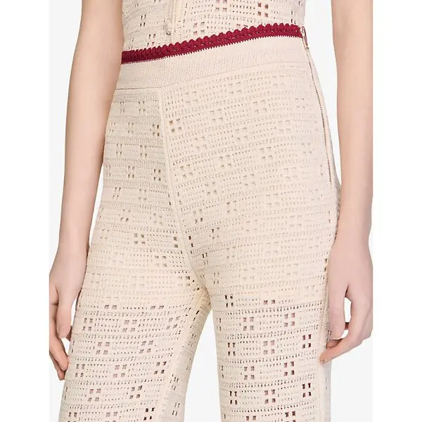 Sandro Cropped Crochet Knitted Trousers