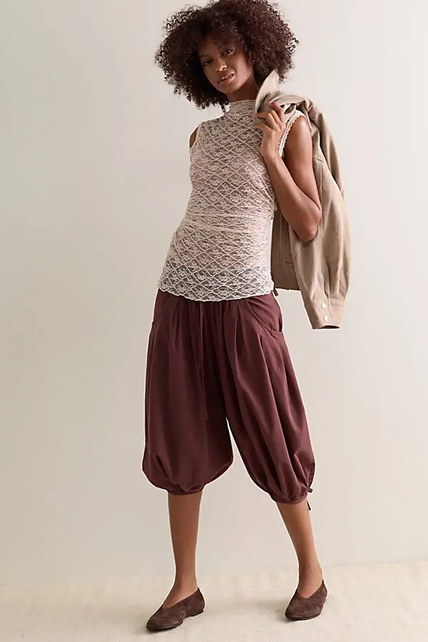 INTIMATELY Mock Neck Lace Tank Top - Pink Shell