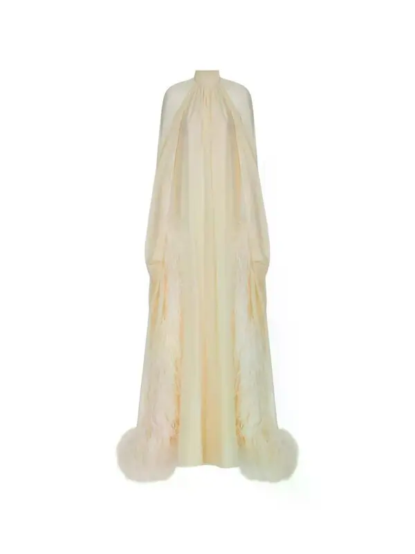 TALLER MARMO Eterea Feather-trim Gown - Neutrals