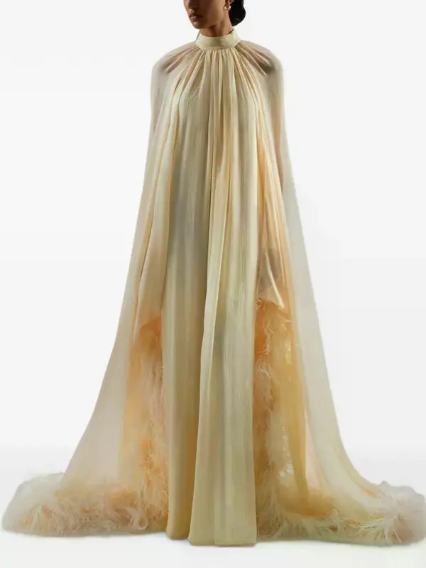TALLER MARMO Eterea Feather-trim Gown