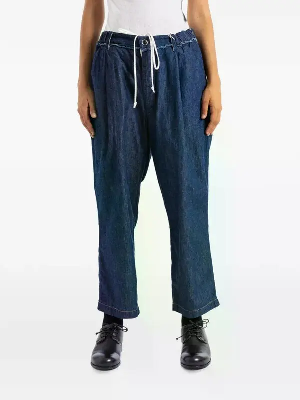 COTTLE Gurkha Pleated Drawstring-waist Jeans - Blue