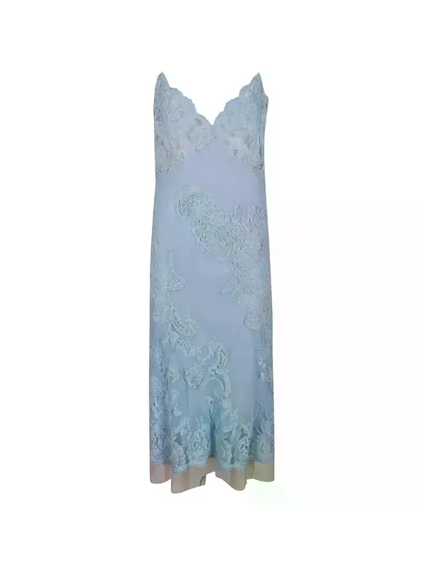 Ermanno Scervino Lace-panelled Slip Dress - Blue