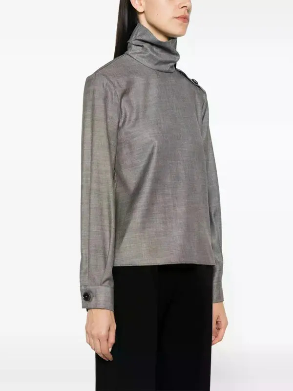 Patrizia Pepe High Neck Button Detail Blouse