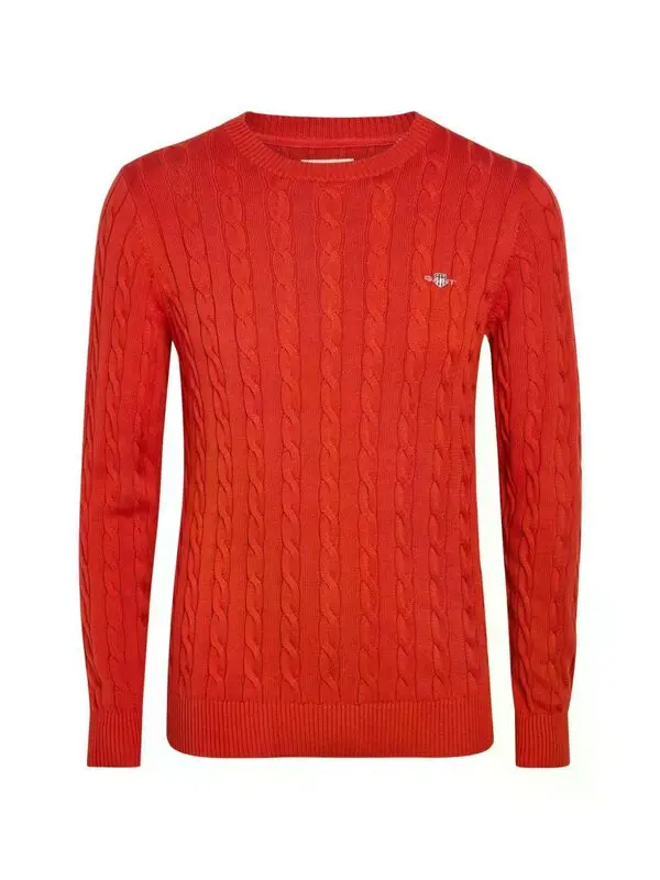 Gant Cable Knit Logo Embroidered Sweater