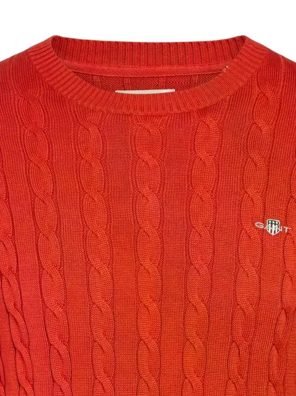Gant Cable Knit Logo Embroidered Sweater