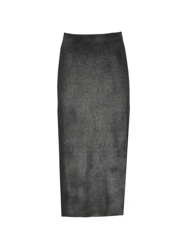 Avant Toi Fine-knit Rear-slit Midi Skirt - Grey