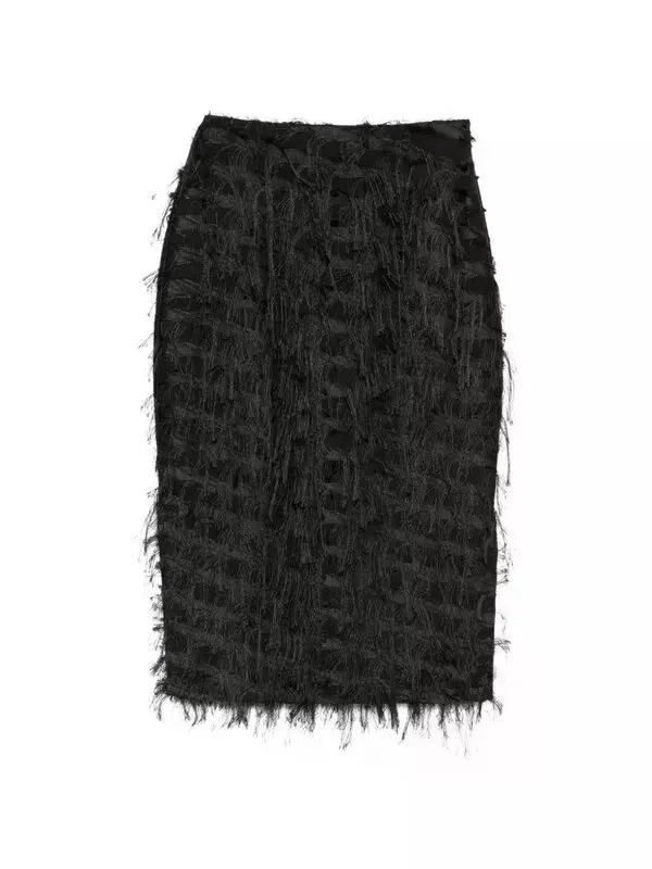 Patrizia Pepe Fringe-detail Midi Skirt - Black