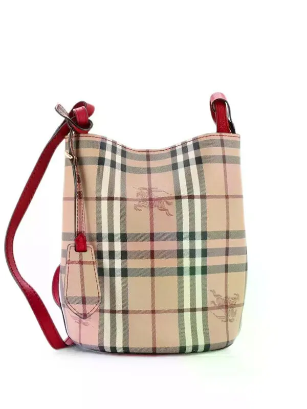 Burberry Lorne Haymarket Coated Canvas Small Bucket Bag - Red