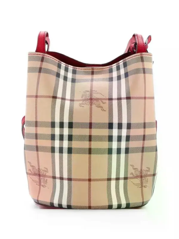 Burberry Lorne Haymarket Coated Canvas Small Bucket Bag - Red