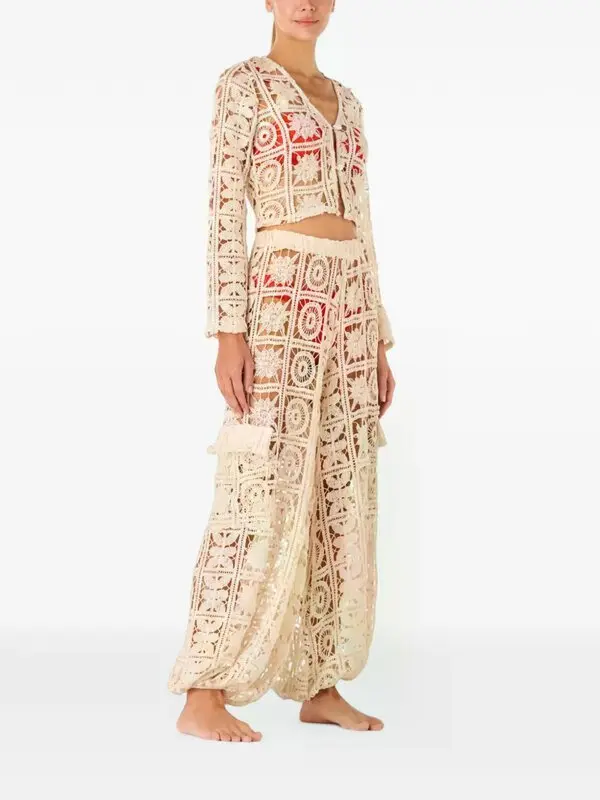 PALMACEA Amuna Crochet-knit Cargo Pants - Neutrals