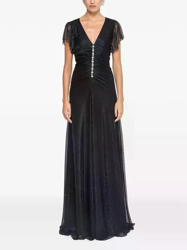 NISSA Crystal-detail Maxi Dress - Black