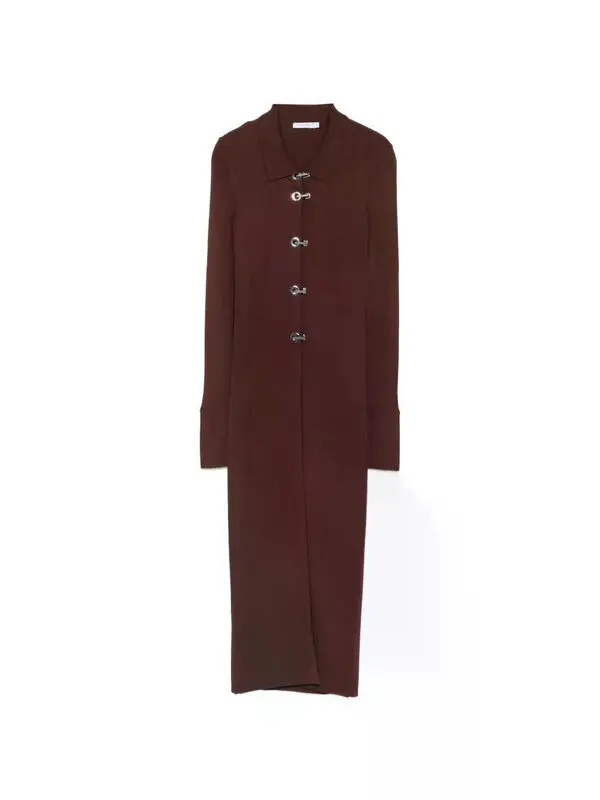Patrizia Pepe Ribbed Toggle-fastening Cardigan - Brown