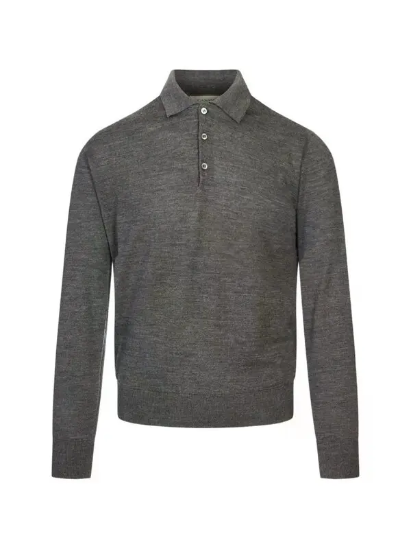 Canali Long-sleeve Polo Shirt - Grey