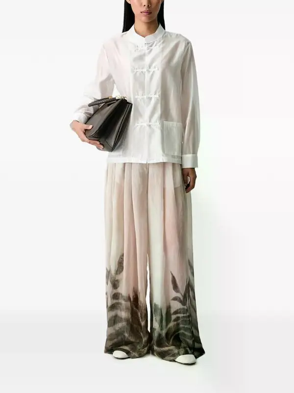 VICOLO Leaf-print Palazzo Pants