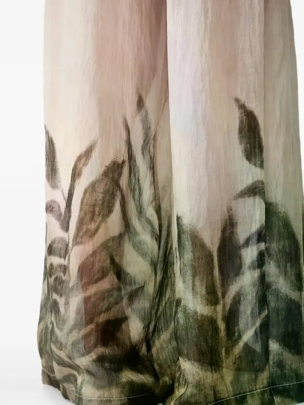 VICOLO Leaf-print Palazzo Pants