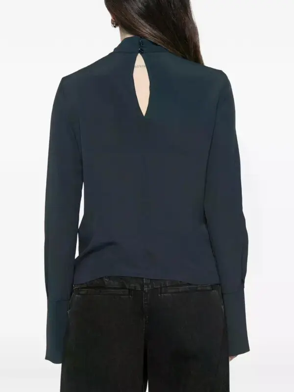 Patrizia Pepe Draped Collar Long Sleeve Blouse - Blue