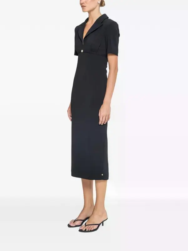 NISSA Fitted Midi Dress With Gold-tone Buckle Detail