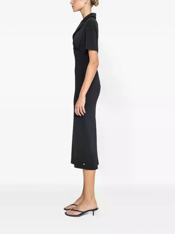 NISSA Fitted Midi Dress With Gold-tone Buckle Detail