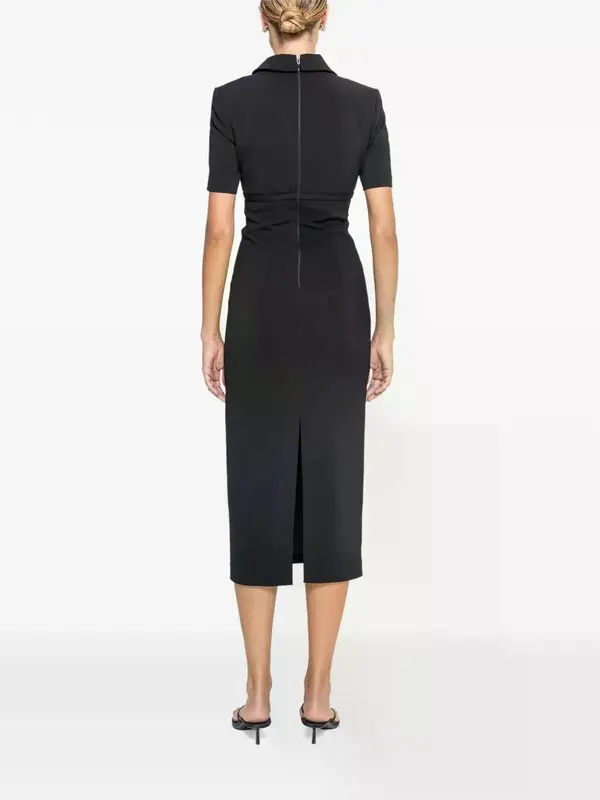 NISSA Fitted Midi Dress With Gold-tone Buckle Detail