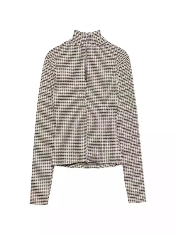 Patrizia Pepe Micro-check High-neck Top