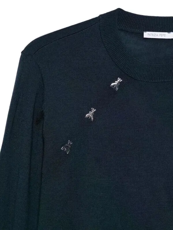 Patrizia Pepe Fly-embellished Wool Knit - Blue