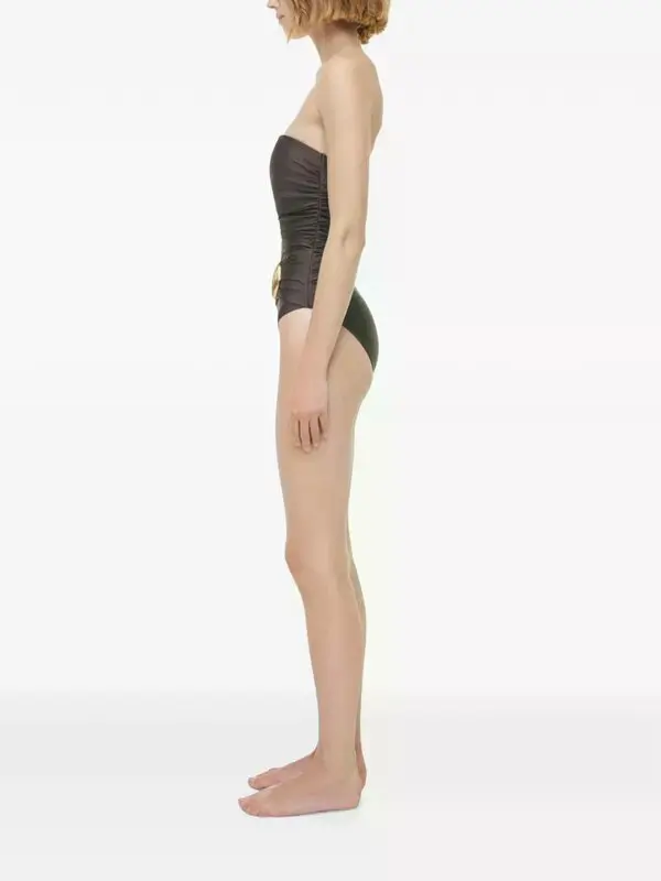 Simkhai Lorena Shell-embellished Strapless Swimsuit