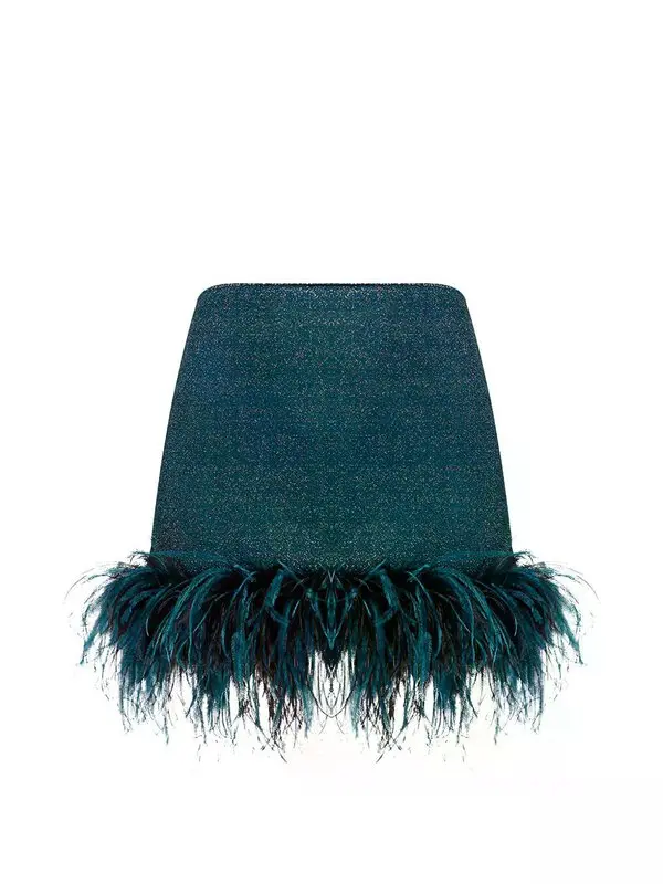 Oseree Lumière Plumage Feather-trim Skirt - Blue