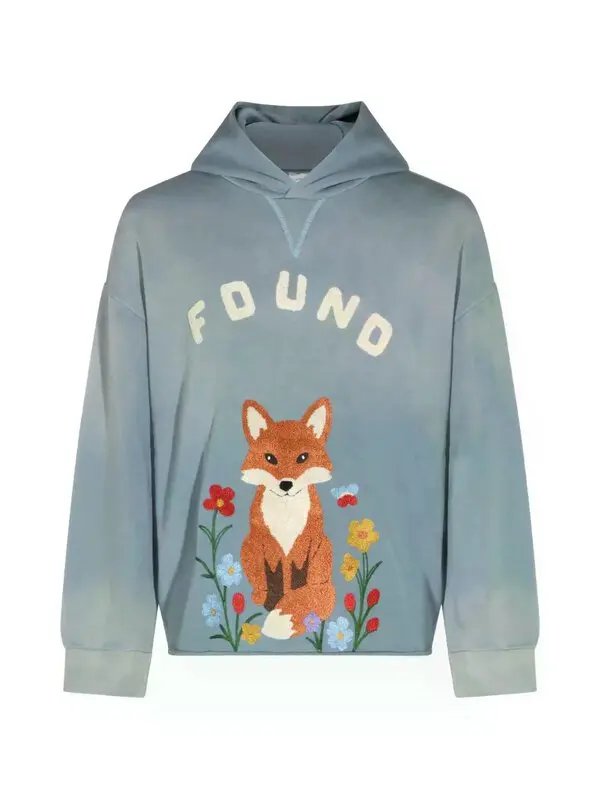 FOUND Fox-embroidered Cotton Hoodie