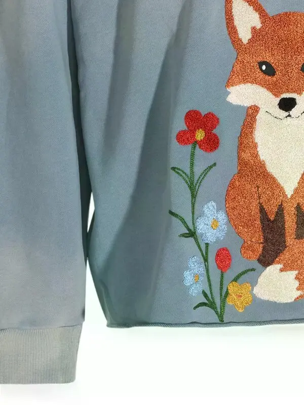 FOUND Fox-embroidered Cotton Hoodie