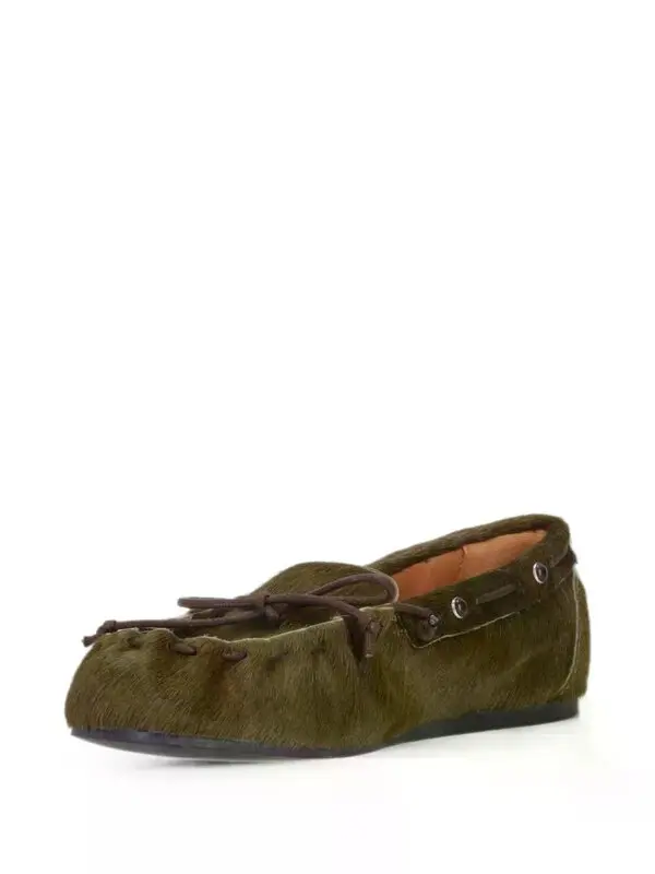 P.a.r.o.s.h Bow-detail Calf Hair Loafers - Green