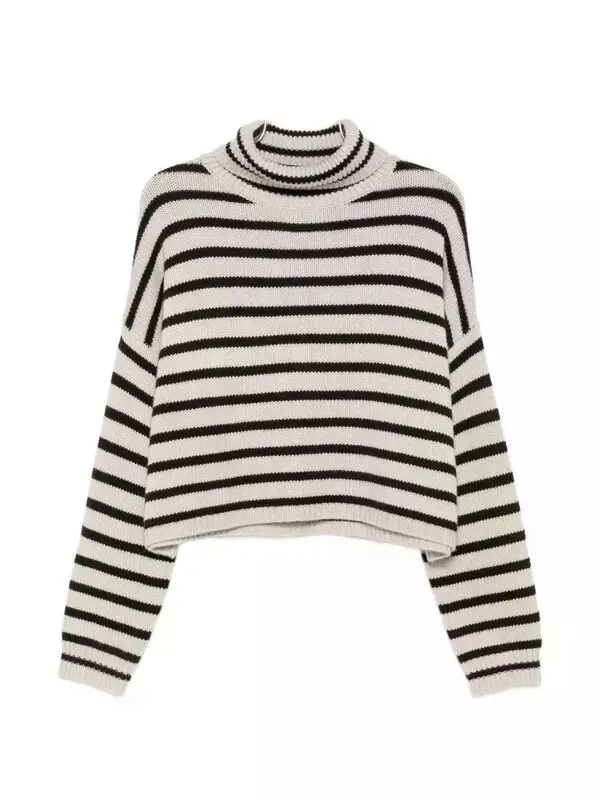 LISA YANG Zerlina Striped Roll-neck Sweater - Neutrals