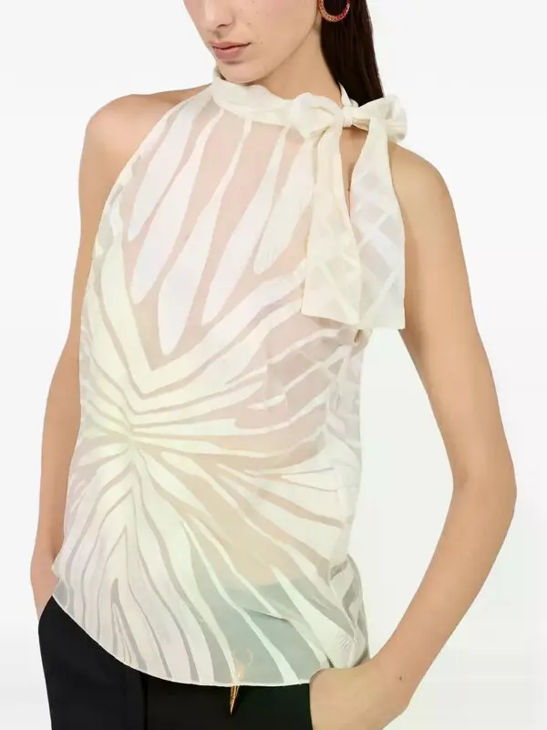 Roberto Cavalli Ray Print Bow-detail Top