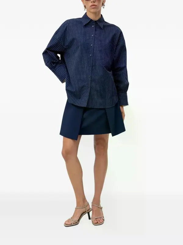 Hugo Pinstripe Cotton Poplin Blouse With Embroidered Logo