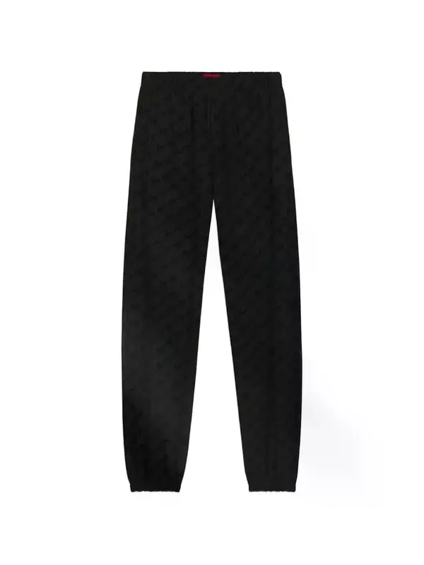 Hugo Flokky Relaxed-fit Tracksuit Bottoms With Flocked-logo Print - Black