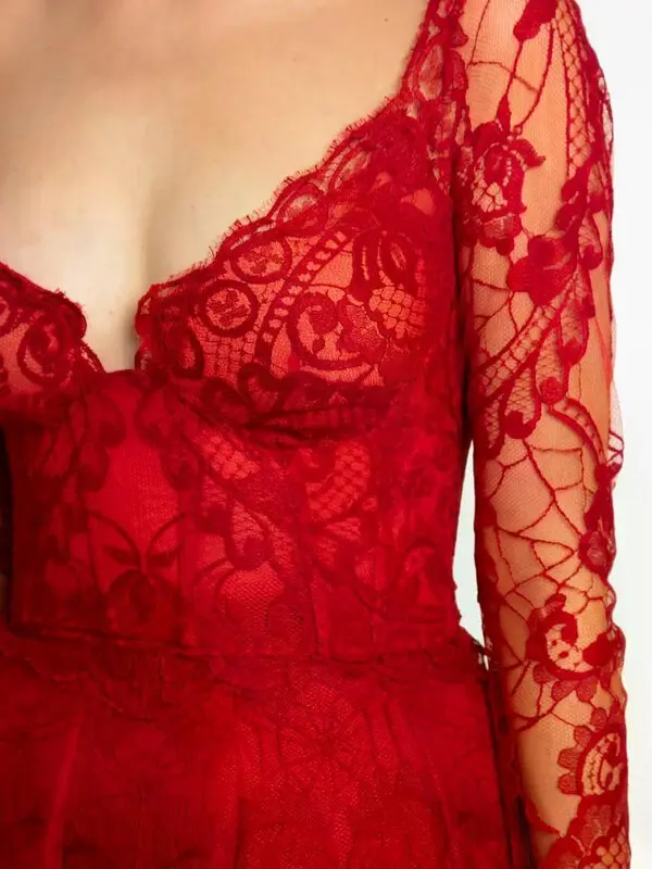 GEMY MAALOUF Lace-embroidered V-neck Top