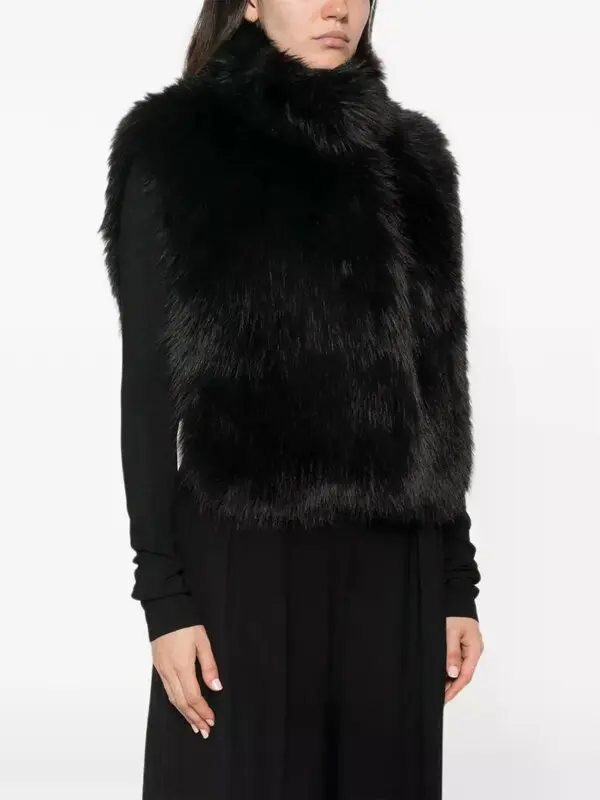 Patrizia Pepe Faux Fur High Neck Gilet - Black