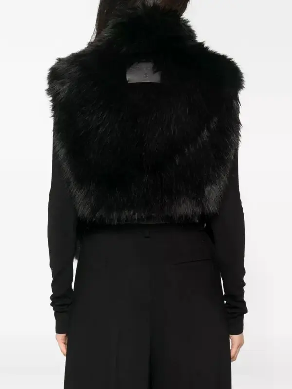 Patrizia Pepe Faux Fur High Neck Gilet - Black